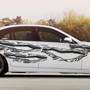 3D Ripped Metal Car Wrap, Ripped Metal Car Graphics, Ripped Metal Vinyl ...