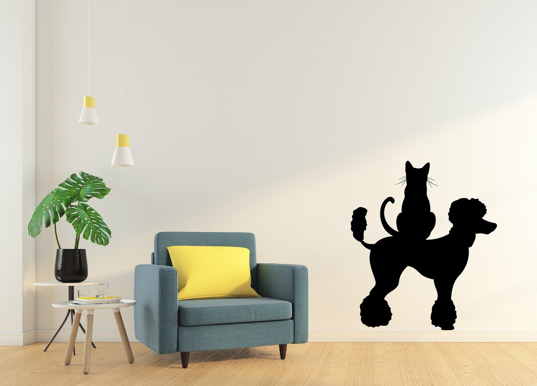 Dog and Cat Wall Decal Poodle Decor Cat Dogs Pets Wall Art Decal Dog ...