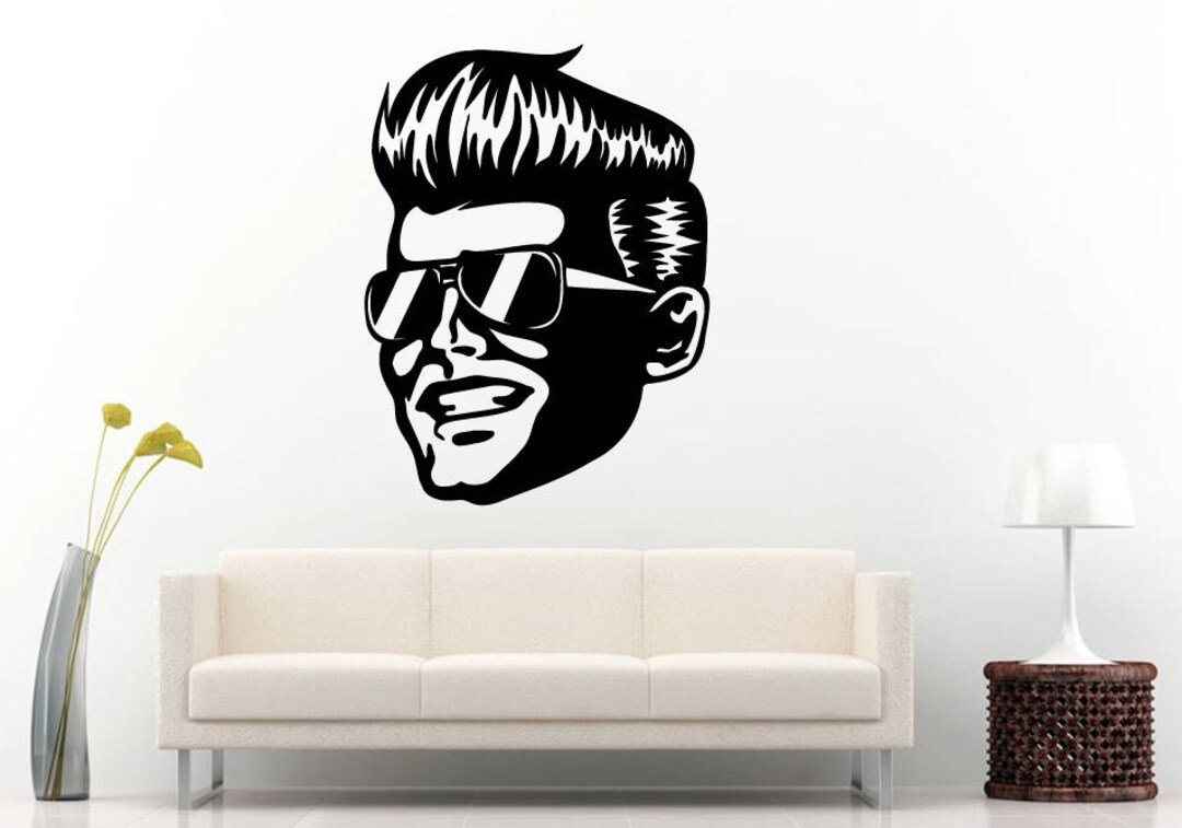Retro Cool Dude Sunglasses Shades Haircut Style Boy Guy Man Wall Window ...