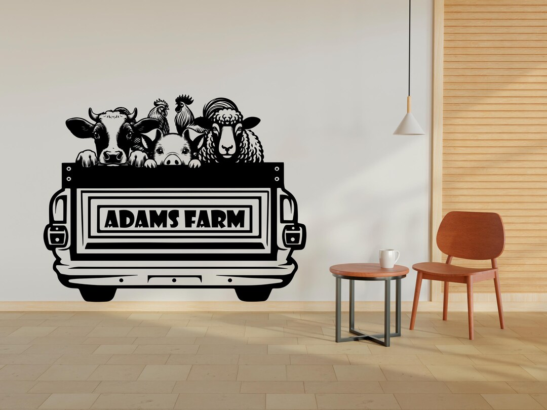 Farm Animals Wall Decal, Cow Truck Wall Art, Sheep Room Wall Decor Pig ...