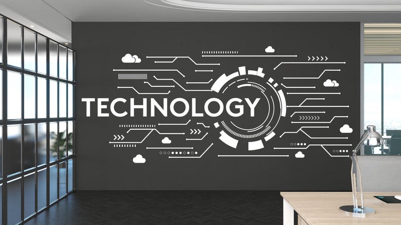 Technology Vinyl Wall Art Decal, Circuit Board Wall Decal, Office Wall ...