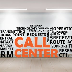 Call Center Word Cloud Vinyl Wall Art Decals, Telemarketing Call Center ...