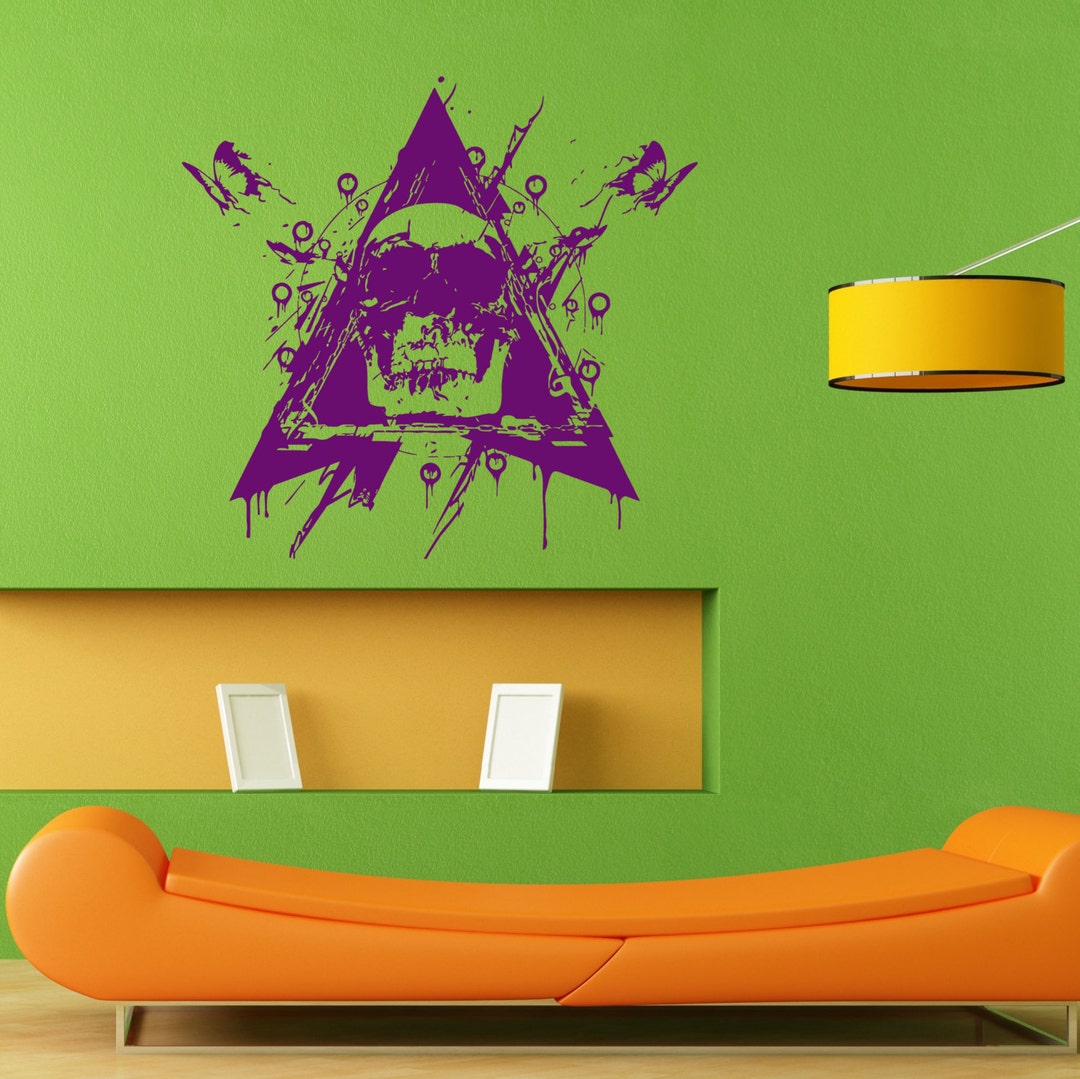Abstract Butterfly Triangle Skull Skeletal Skeleton Wall Sticker Vinyl ...