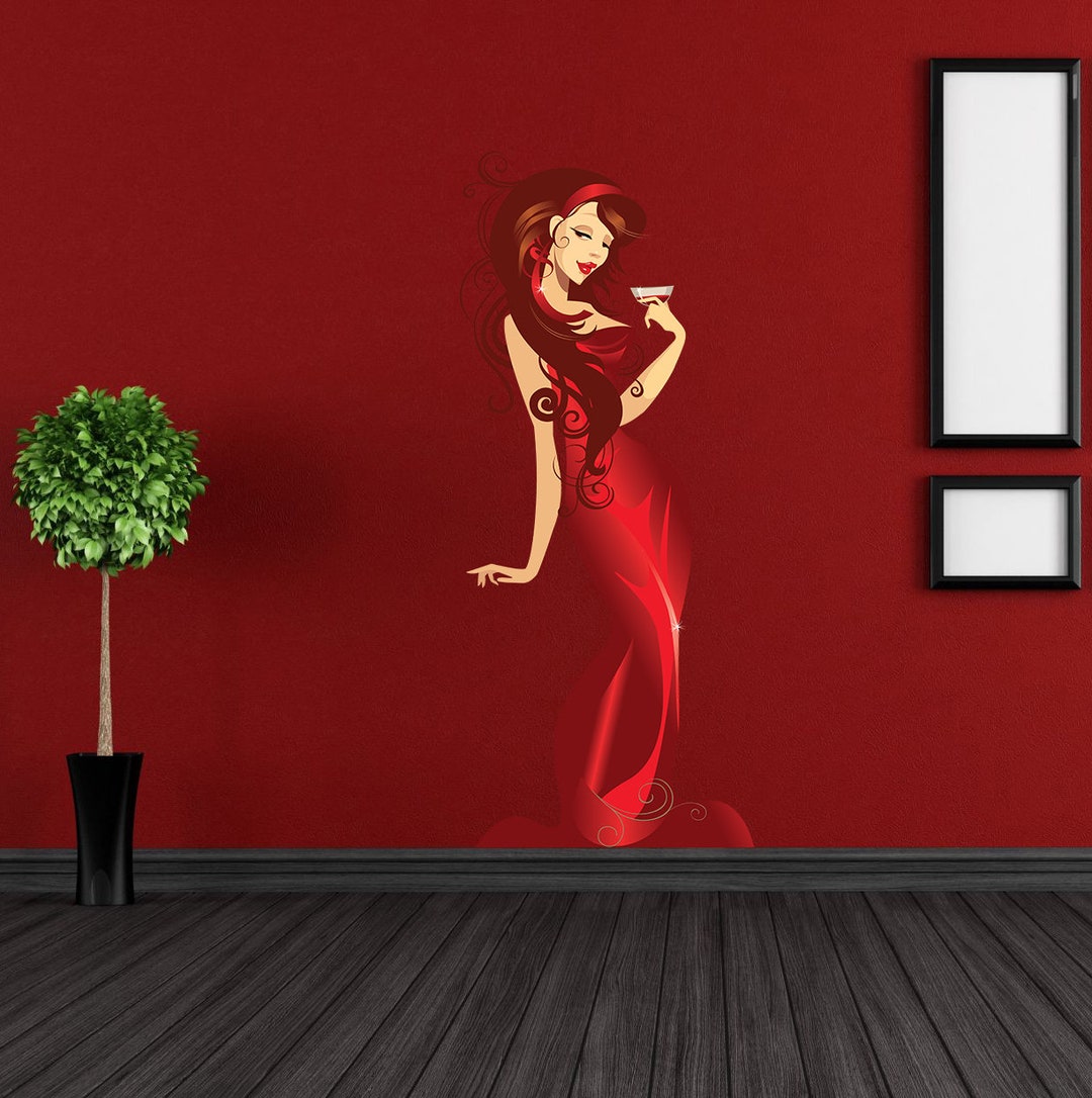 Lady in Red Dress Decal, Lady in Red Dress Sticker, Lady in Red Dress ...