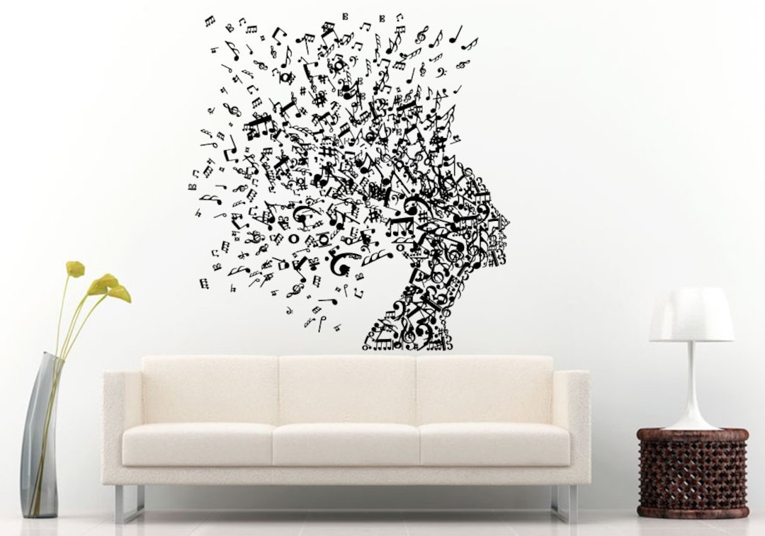 Beautiful Girl Woman Made Out of Musical Notes Head Music Notes Hair ...