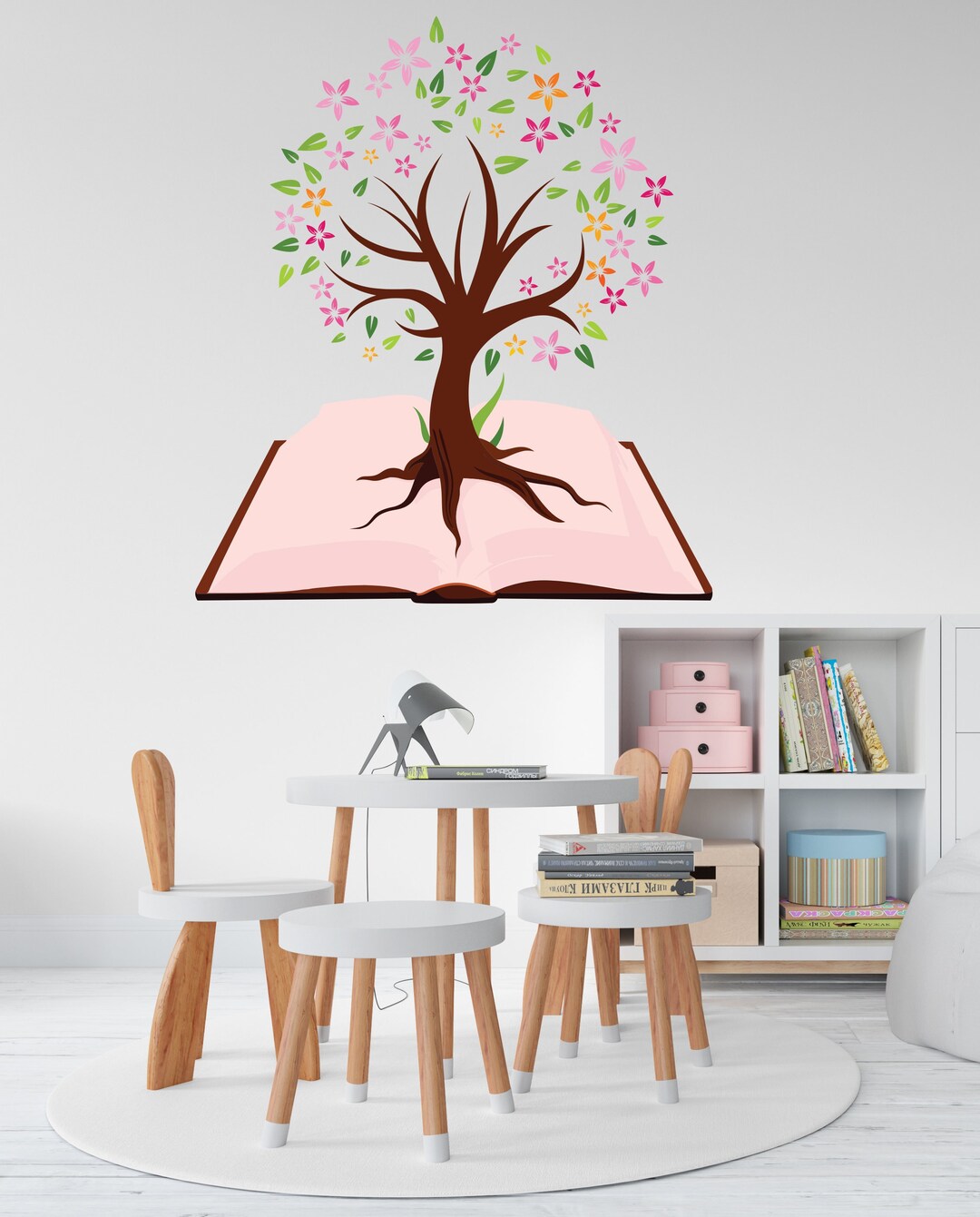 Library Vinyl Wall Art Decals, Book Tree Wall Decor, Library Wall Decal ...