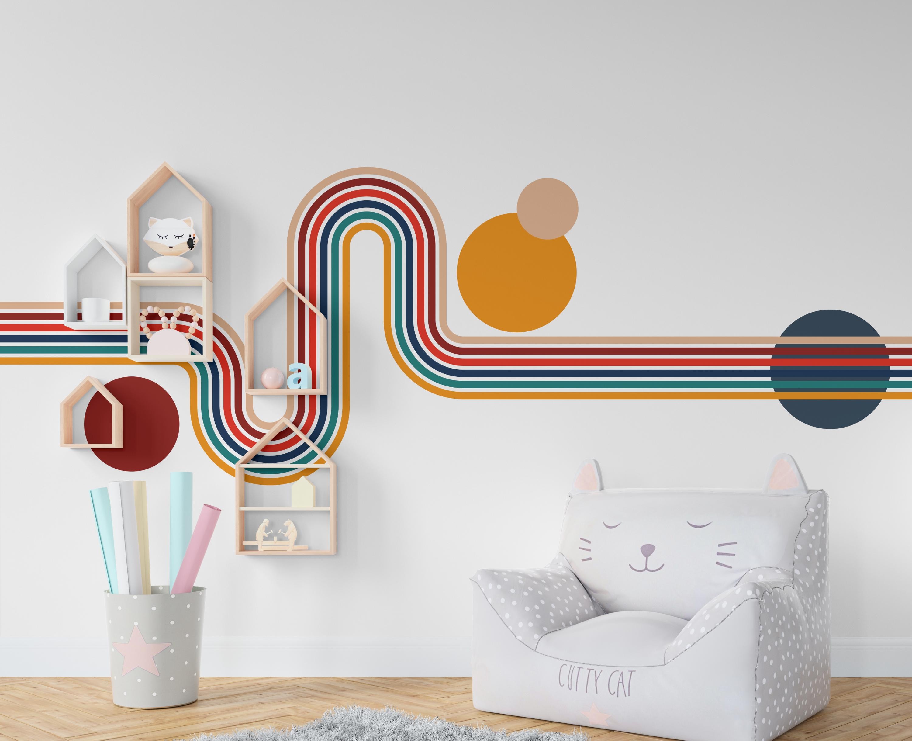 Stripe Wall Decal Stripe Vinyl Sticker Nursery Wall Decor Kids Playroom ...