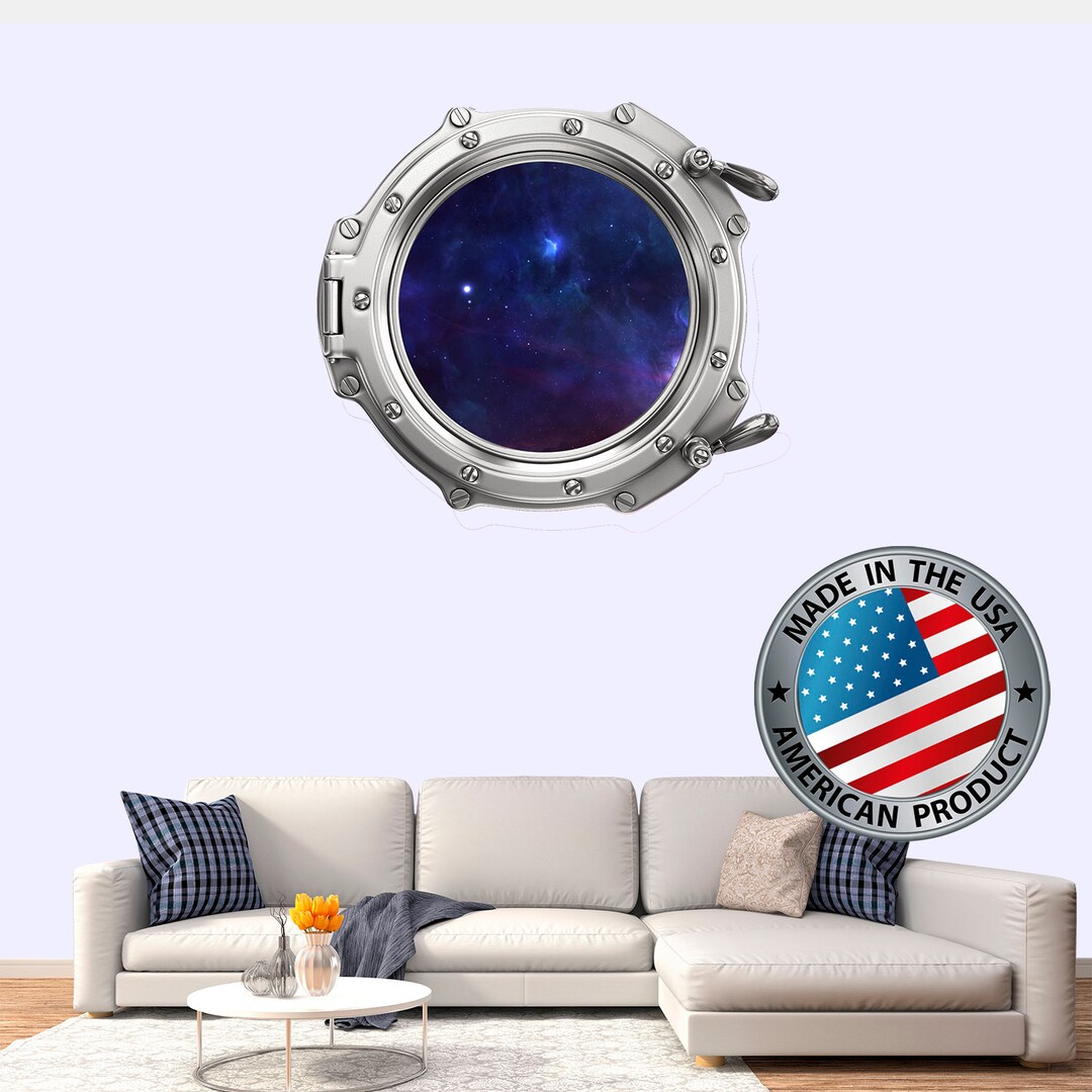 3D Porhole Wall Decal. Space Wall Mural Kids Room. Porthole Window ...
