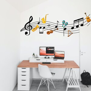 Music Wall Art Decal, Music Notes Instruments Wall Decor, Music Wall ...