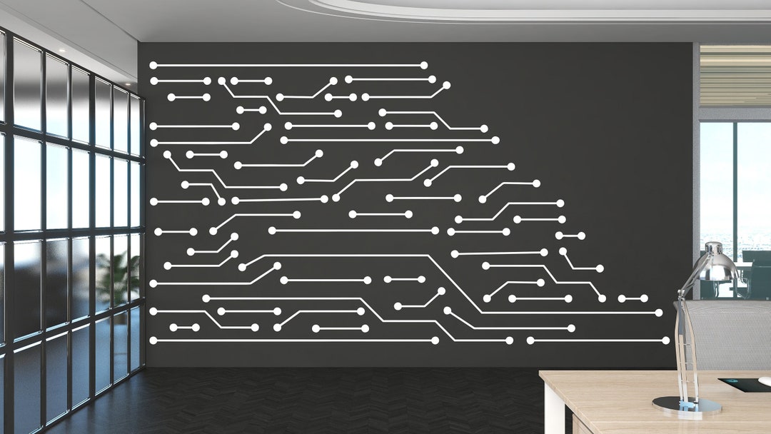 Circuit Board Wall Decal, Technology Vinyl Wall Art Decals, Computer ...