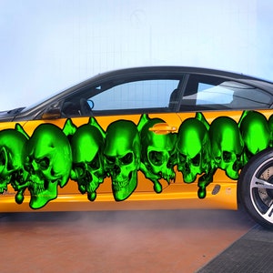 3D Skulls Car Sticker, Skulls Tribal Car Wrap, Skulls Car Decal, 3D ...