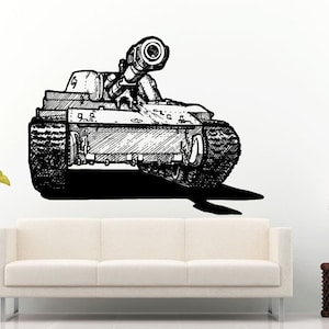 Old Vintage Army War Tank Wall Decal Vinyl Sticker Mural Room Decor ...