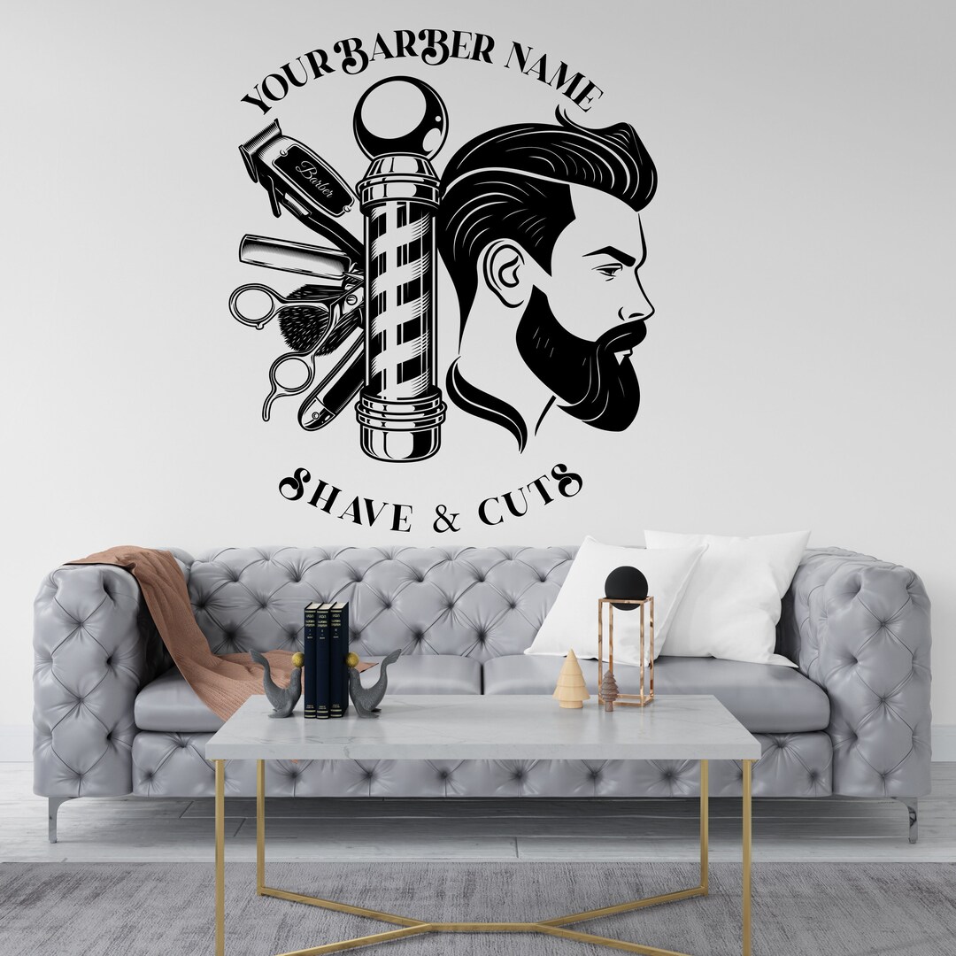Barber Wall Decal, Barber Wall Decal, Barbershop Wall Decor, Custom ...