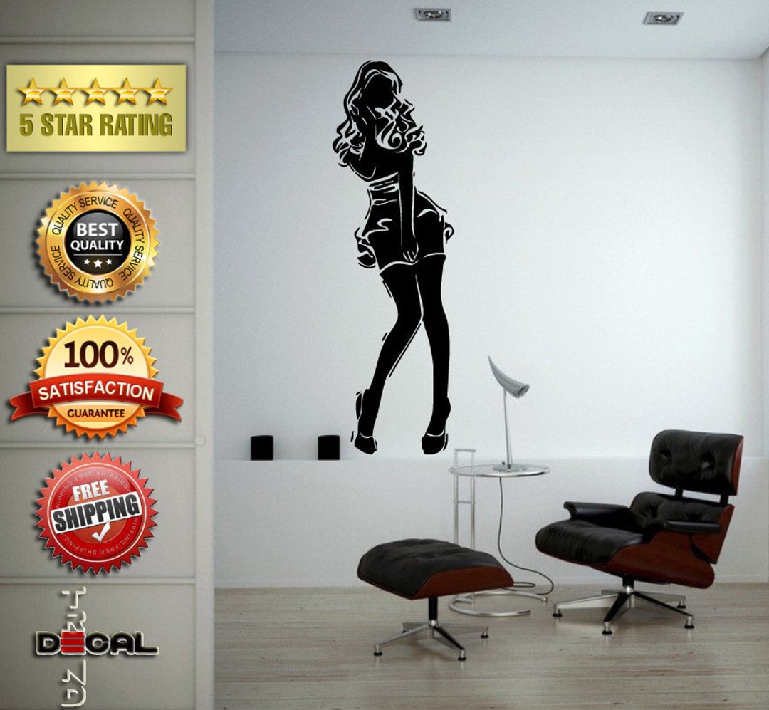 Girl Woman Beautiful Dress Model Wall Decal Vinyl Sticker Mural Room ...