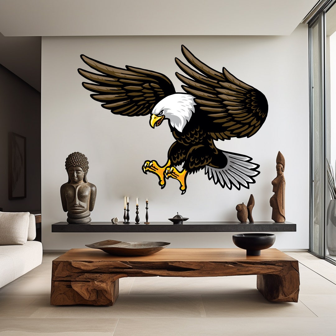 US Flag Decal, Bald Eagle USA Flag Wall Sticker, Patriotic Home Decor ...