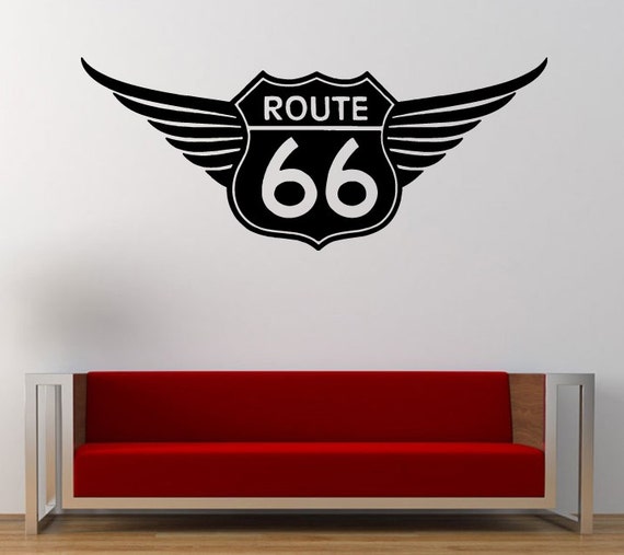 Route 66 Road Sign With Wings Wall Graphic Decal Sticker Vinyl | Etsy