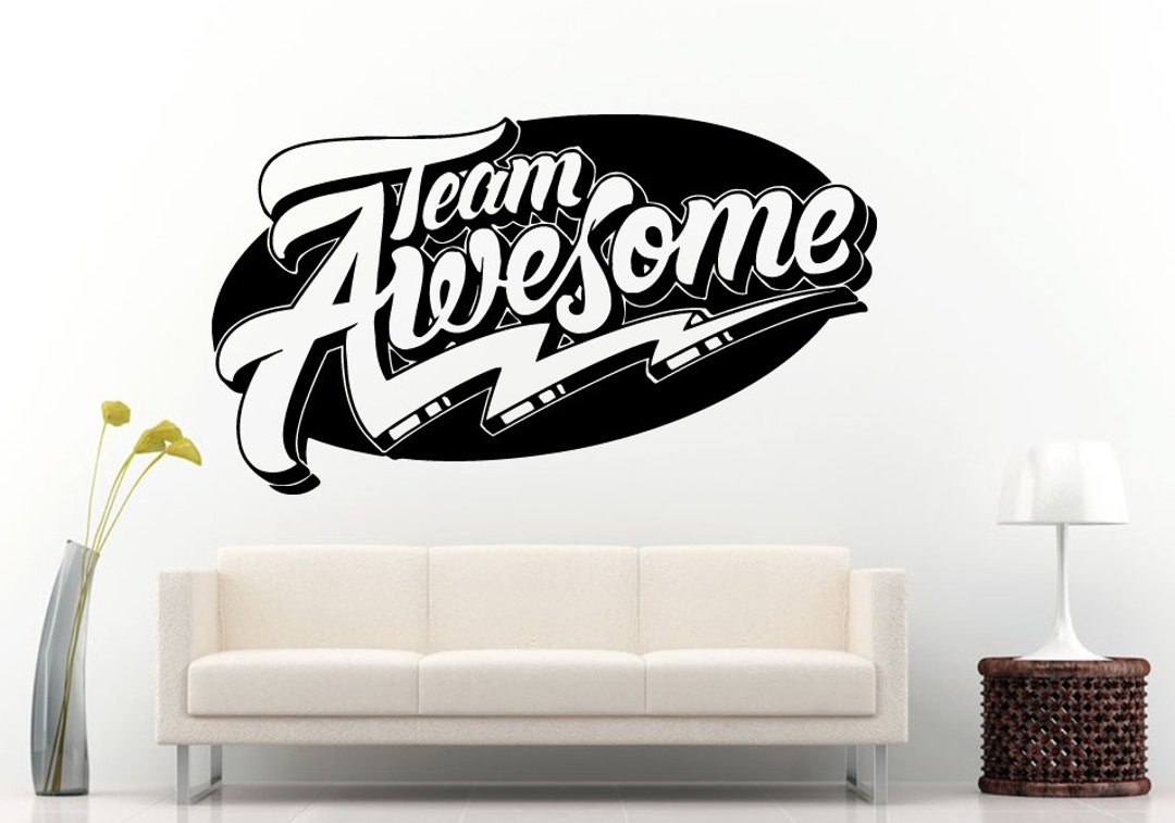 Team Awesome Lighting Bolt Logo Emblem Wall Decal Vinyl Sticker Mural ...
