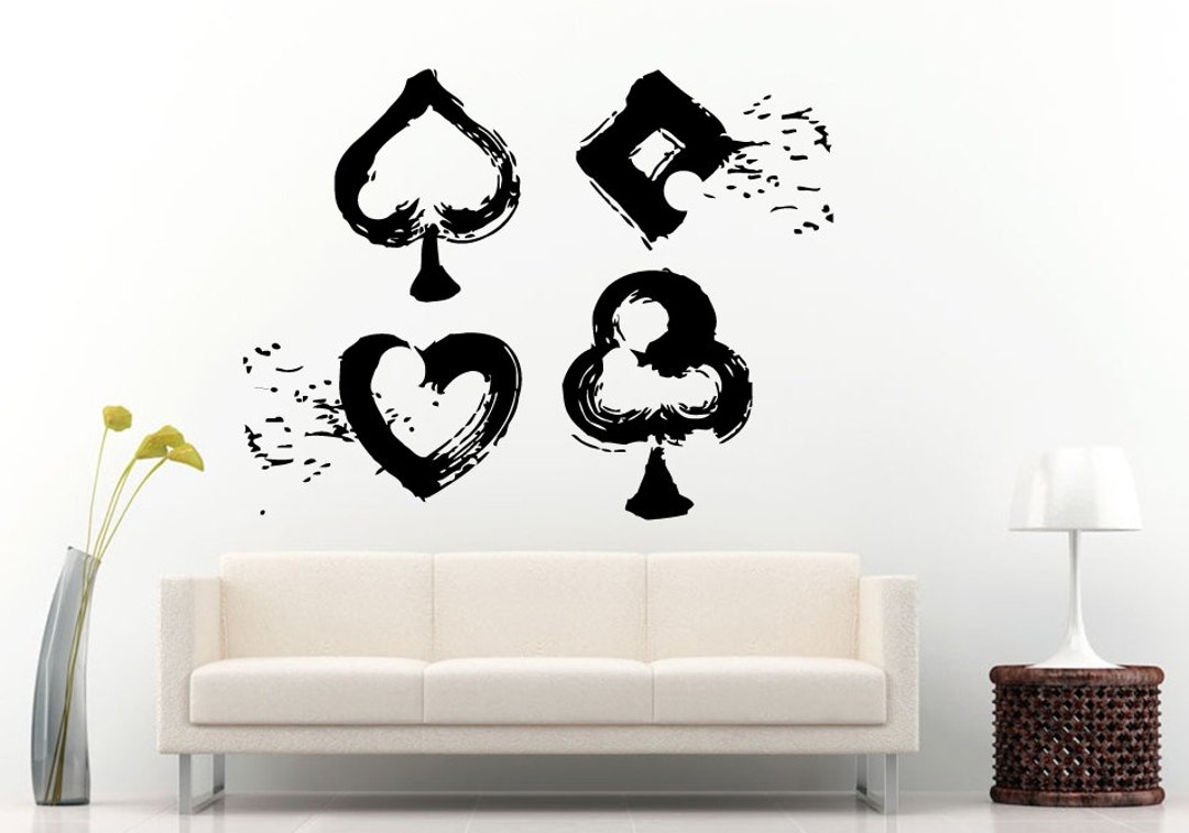 Hand Poker Game Chips Gambling Card Game Casino Wall Decal Vinyl ...