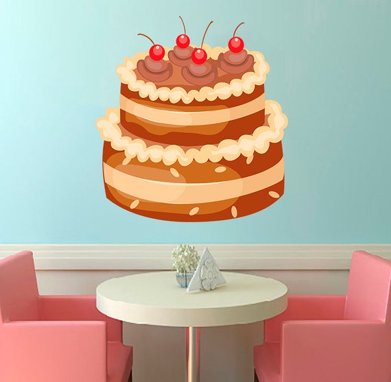 Cherry Cake Wall Decal Cherry Cake Wall Sticker Cherry Cake - Etsy