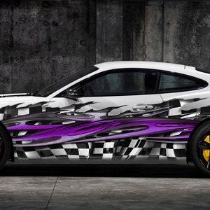 Checkered Flag Street Racing Car Vinyl Graphics, Racing Flag Car Side ...