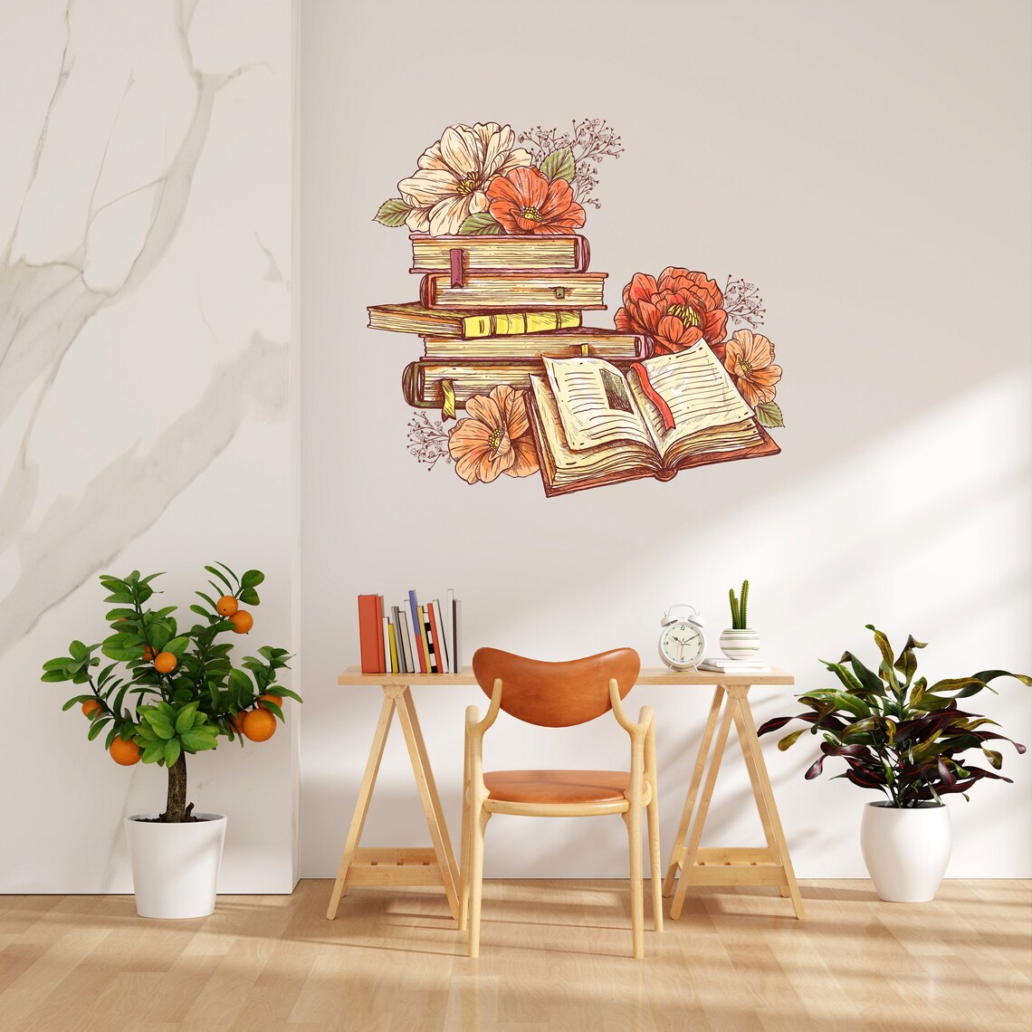 Vintage Books Wall Decor, Library Vinyl Wall Art Decals, Books Wall ...