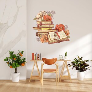 Vintage Books Wall Decor, Library Vinyl Wall Art Decals, Books Wall ...