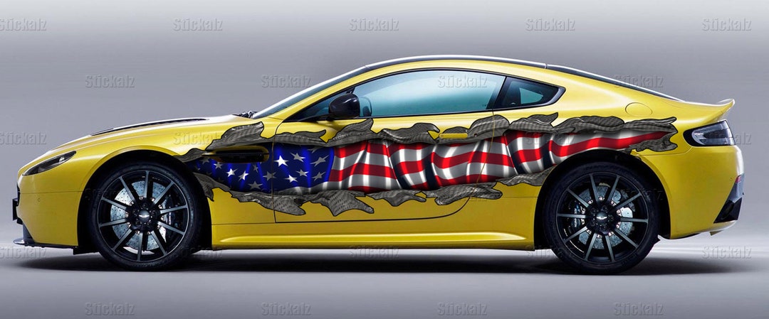 American Flag Car Side Wrap, US Flag Car Vinyl Graphics, Patriotic Car ...