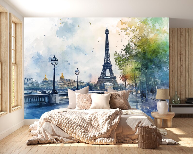 Paris Eiffel Tower 3D Wallpaper Mural – Stylish Wall Decor, Modern Bold ...