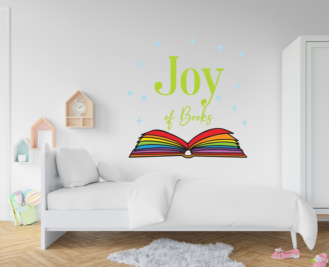 Library Vinyl Wall Art Decals, Book Shelves Decor, Library Wall Decal ...