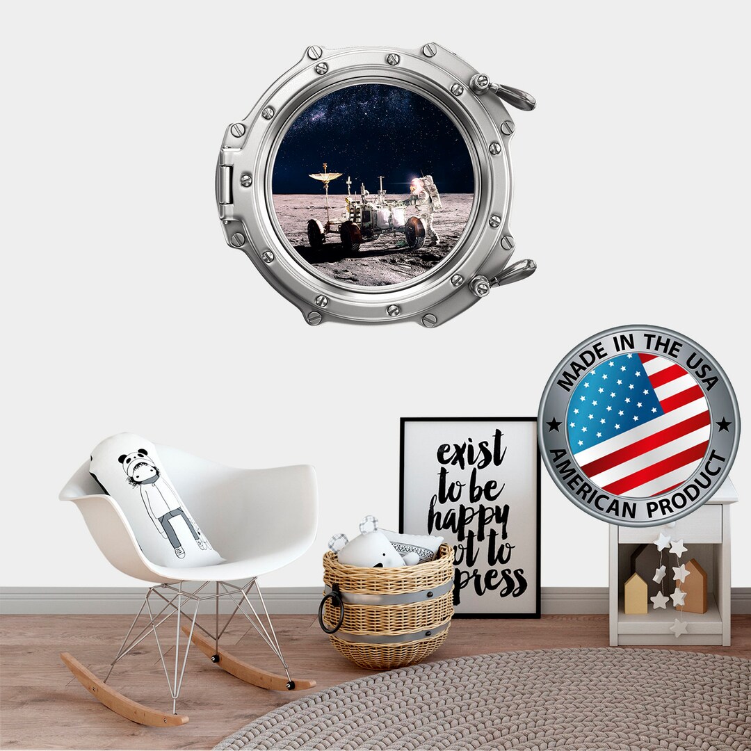 Сosmonaut Porthole Wall Mural. Earth Wall Decal. Space Wall Decal Kids ...