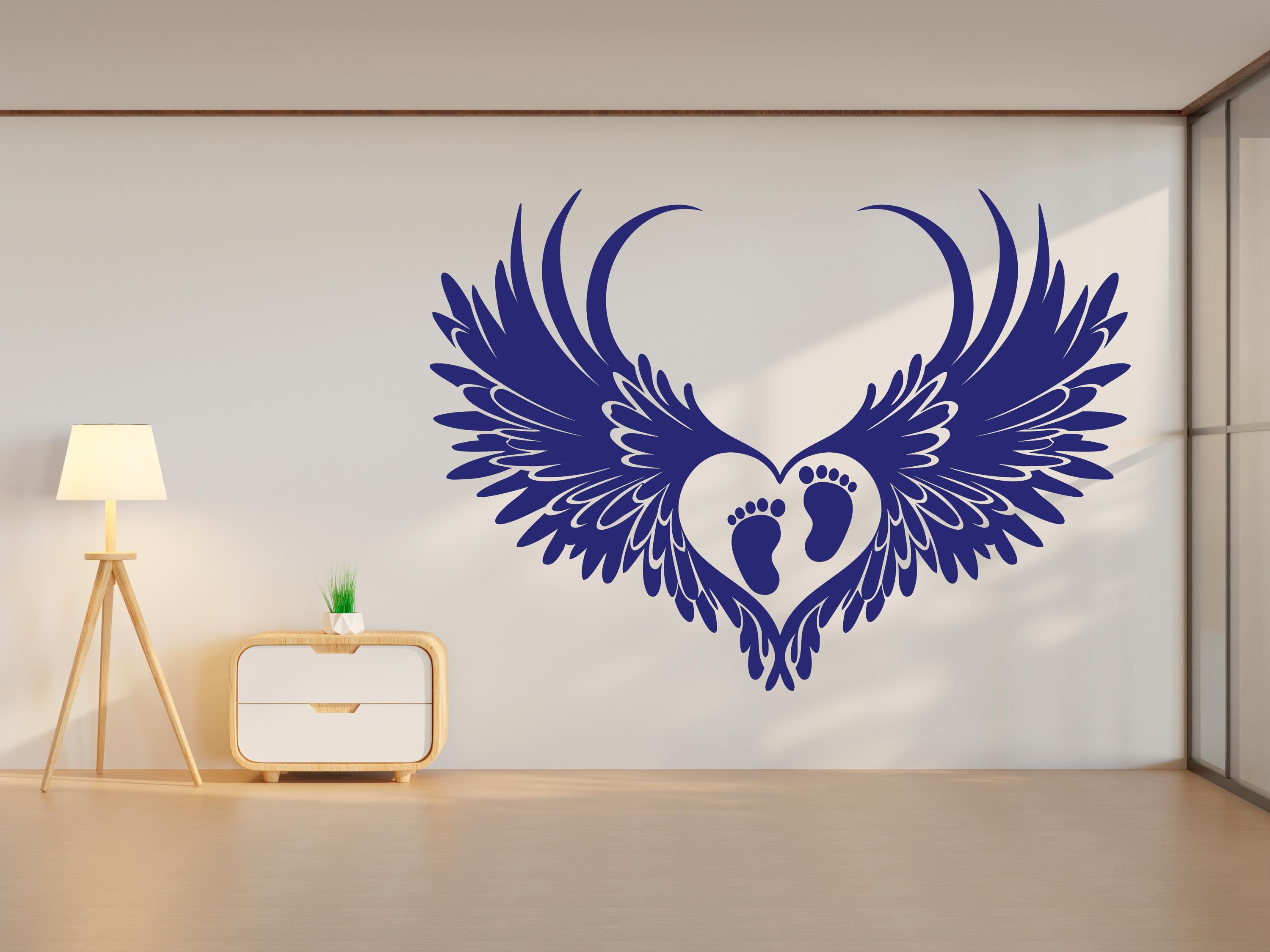 Baby Feet Angel Wings Gender Reveal Wall Decor, Baby Wall Decals, Wall ...