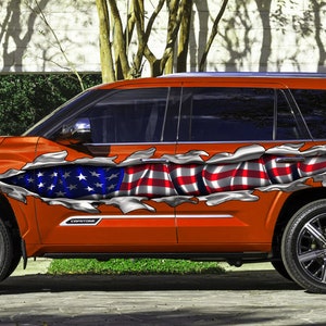 US Flag Car Vinyl Decal, US Pride Car Graphics, American Flag Car Wrap ...