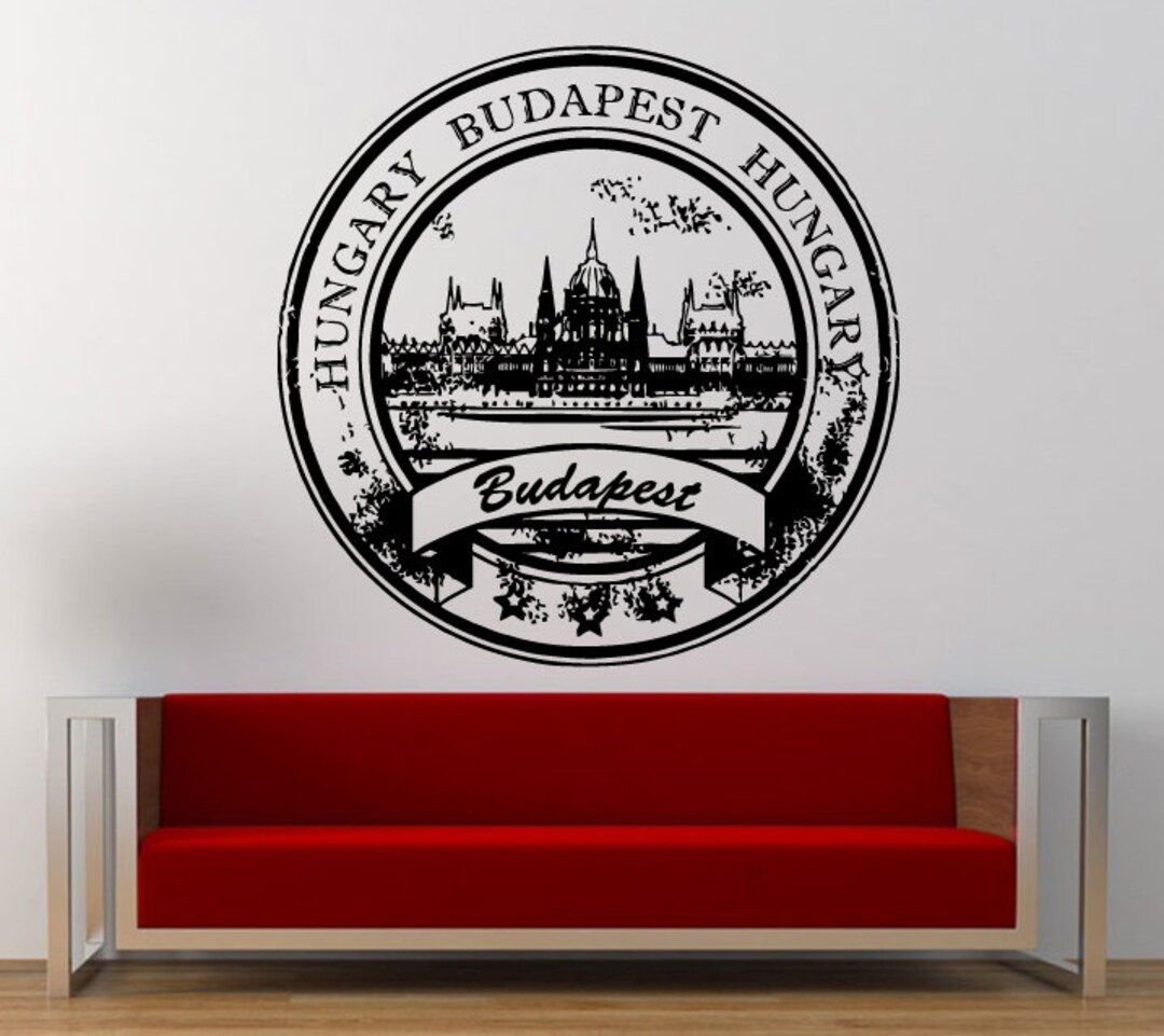 Hungary Budapest Stamp Wall Decal Sticker Vinyl Mural Leaving Bedroom ...