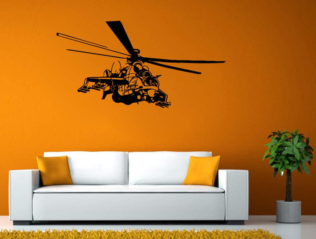 Helicopter Flying Chopper Air Force Military Flight Wall Stickers ...