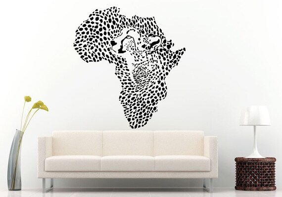 Africa Continent With Cheetah Pattern Inside Wall Decal Vinyl | Etsy