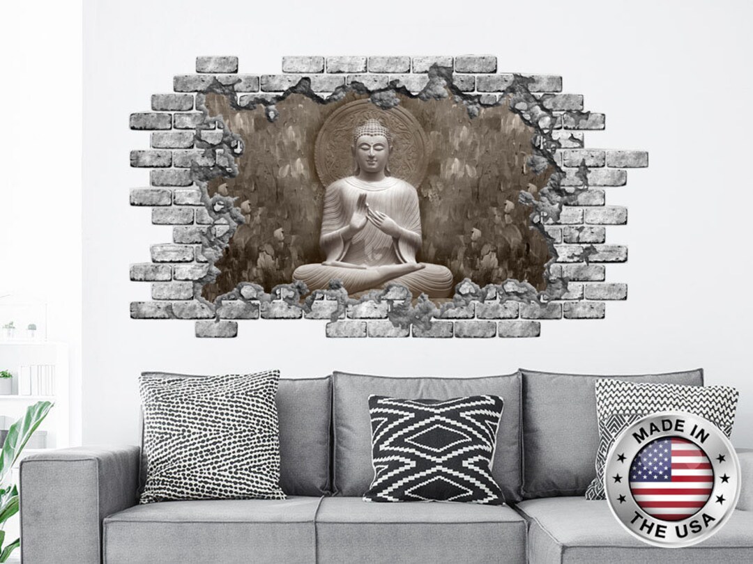 Buddha Wall Sticker. Hole in the Decals. Yoga Studio Wall Decor. Buddha ...