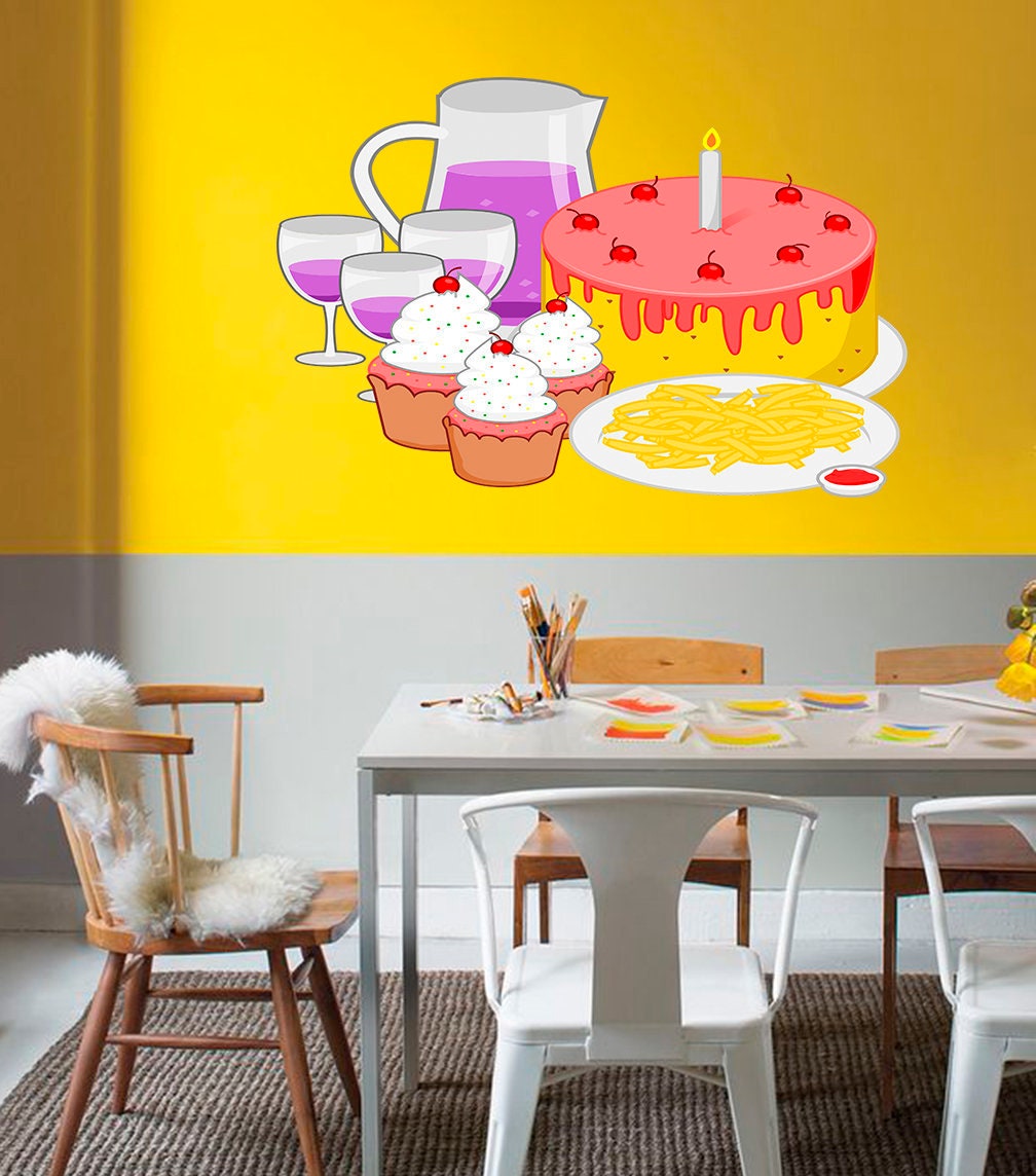 Cake Cupcake Wall Decal Cake Cupcake Wall Sticker Cake - Etsy