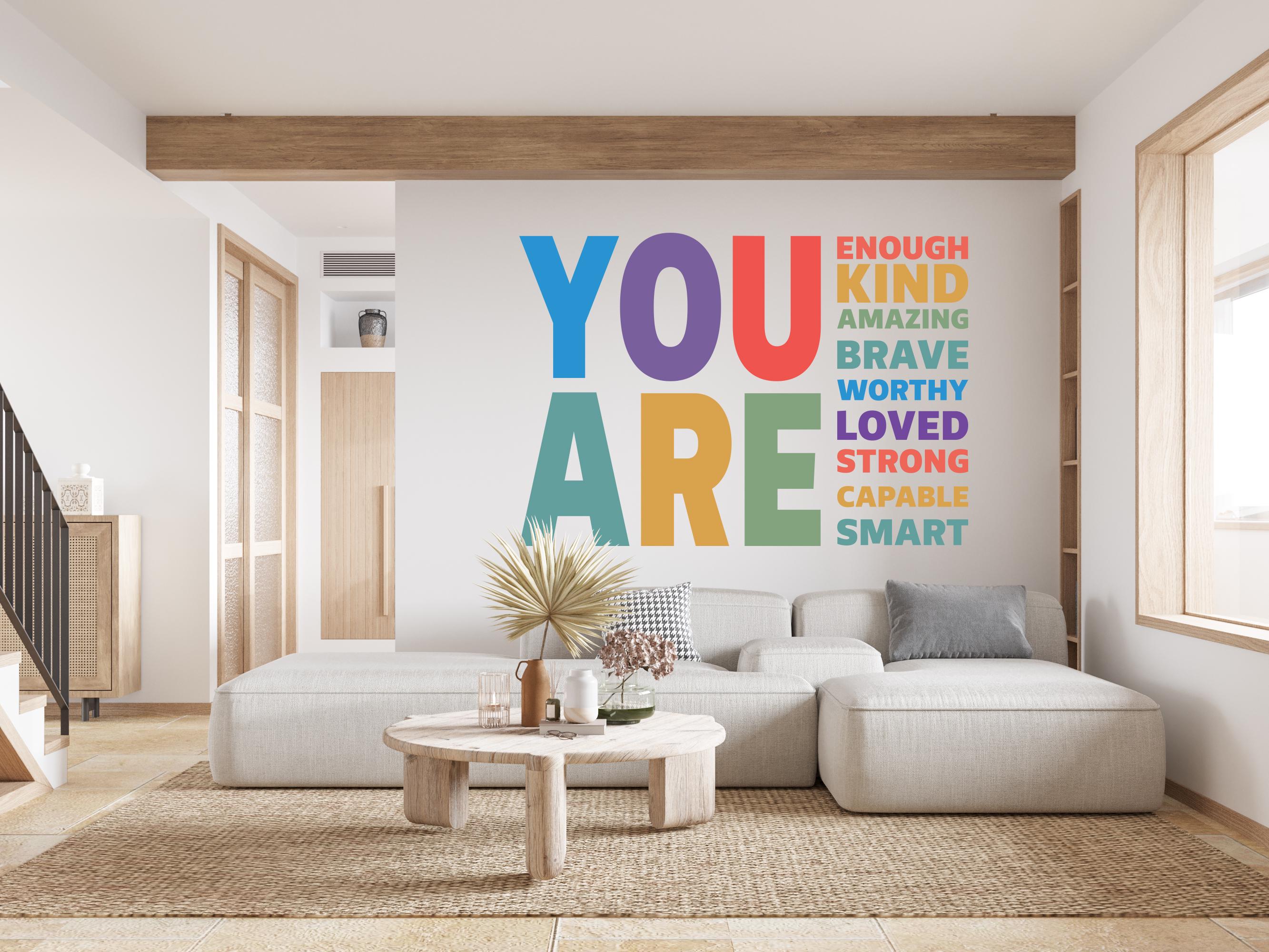 You Are Kind, Amazing Brave Loved Wall Decal Motivational Inspirational ...