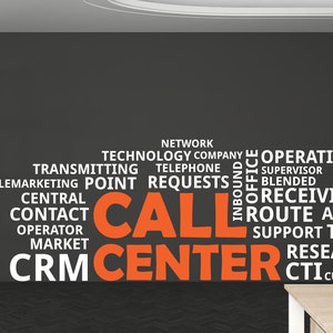 Call Center Word Cloud Vinyl Wall Art Decals, Telemarketing Call Center ...