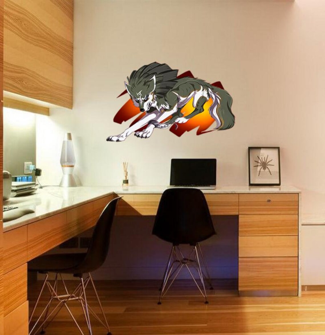 Anime Wolf Decal Anime Wolf Sticker Anime Wolf Wall Decor - Etsy