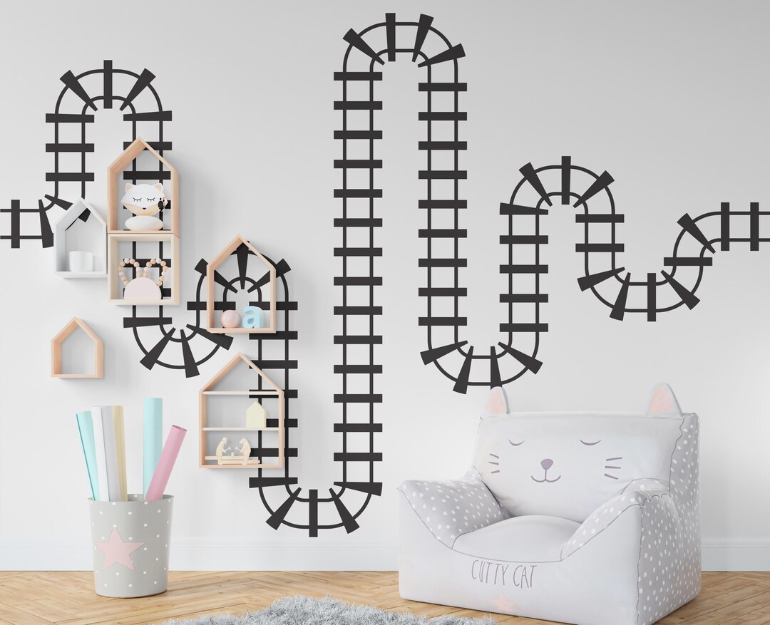 Train Tracks Wall Decal Railroad Vinyl Sticker Track Train Wall Decor ...