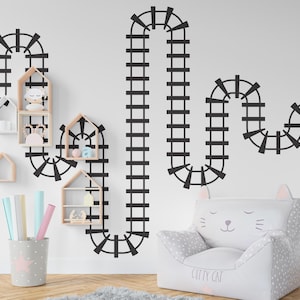 Train Tracks Wall Decal Railroad Vinyl Sticker Track Train Wall Decor ...
