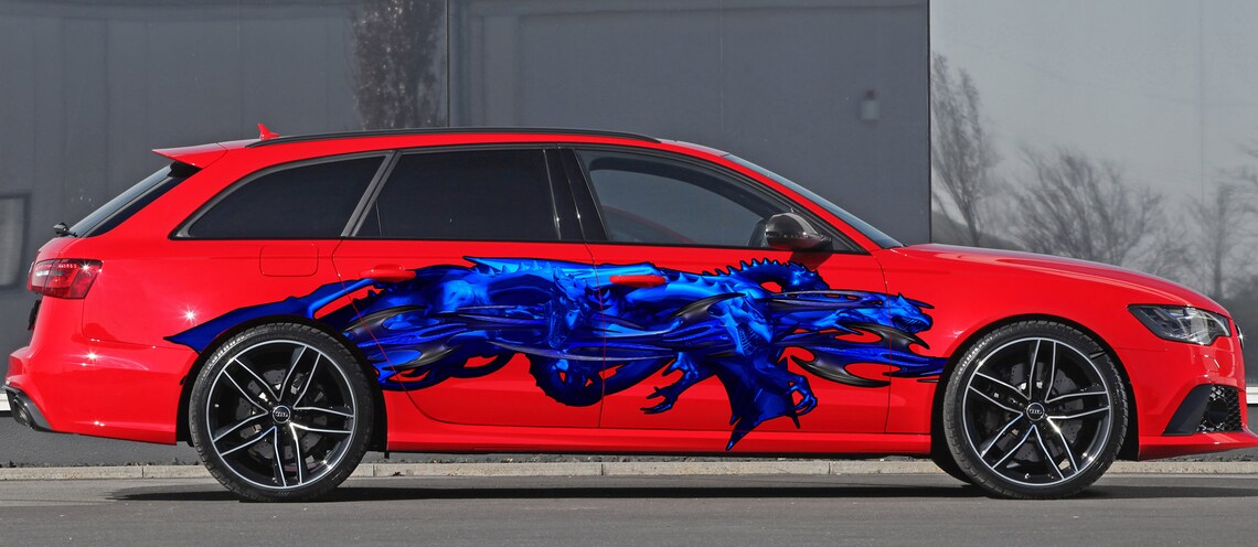 3D Dragons Car Wrap Dragons Ripped Metal Car Vinyl Decal | Etsy