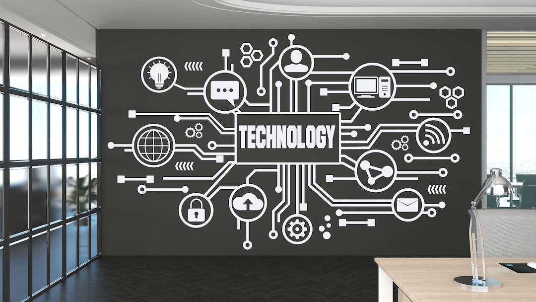 Technology Vinyl Wall Art Decal, Circuit Board Wall Decal, Office Wall ...