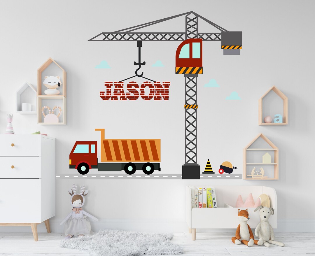Construction Truck Wall Decal Kids Wall Decor Custom Nursery Kids Art ...