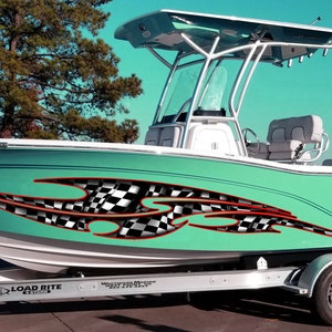 Checkered Flag Boat Graphics, Racing Flag Boat Wrap, Checkered Flag ...
