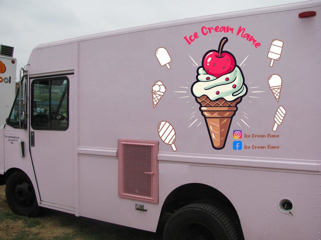 Ice Cream Car Truck Vinyl Sticker, Ice Cream Logo Decal, Car Decals ...
