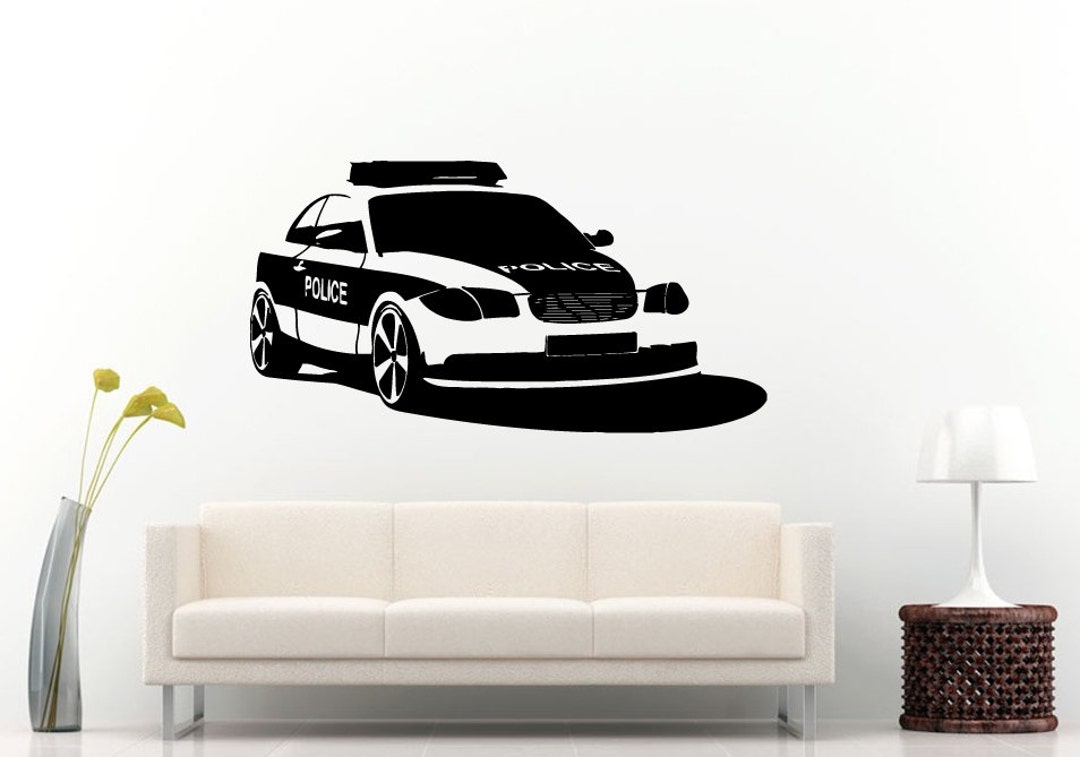Cool Fast Police Car Vehicle Protect and Serve Wall Decal Vinyl Sticker ...