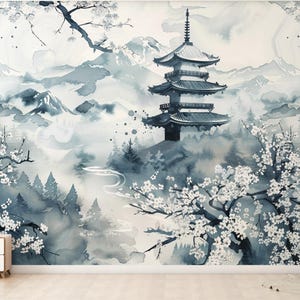 Japanese Nature Wallpaper Wall Graphics Japanese Pagoda Peel and Stick ...