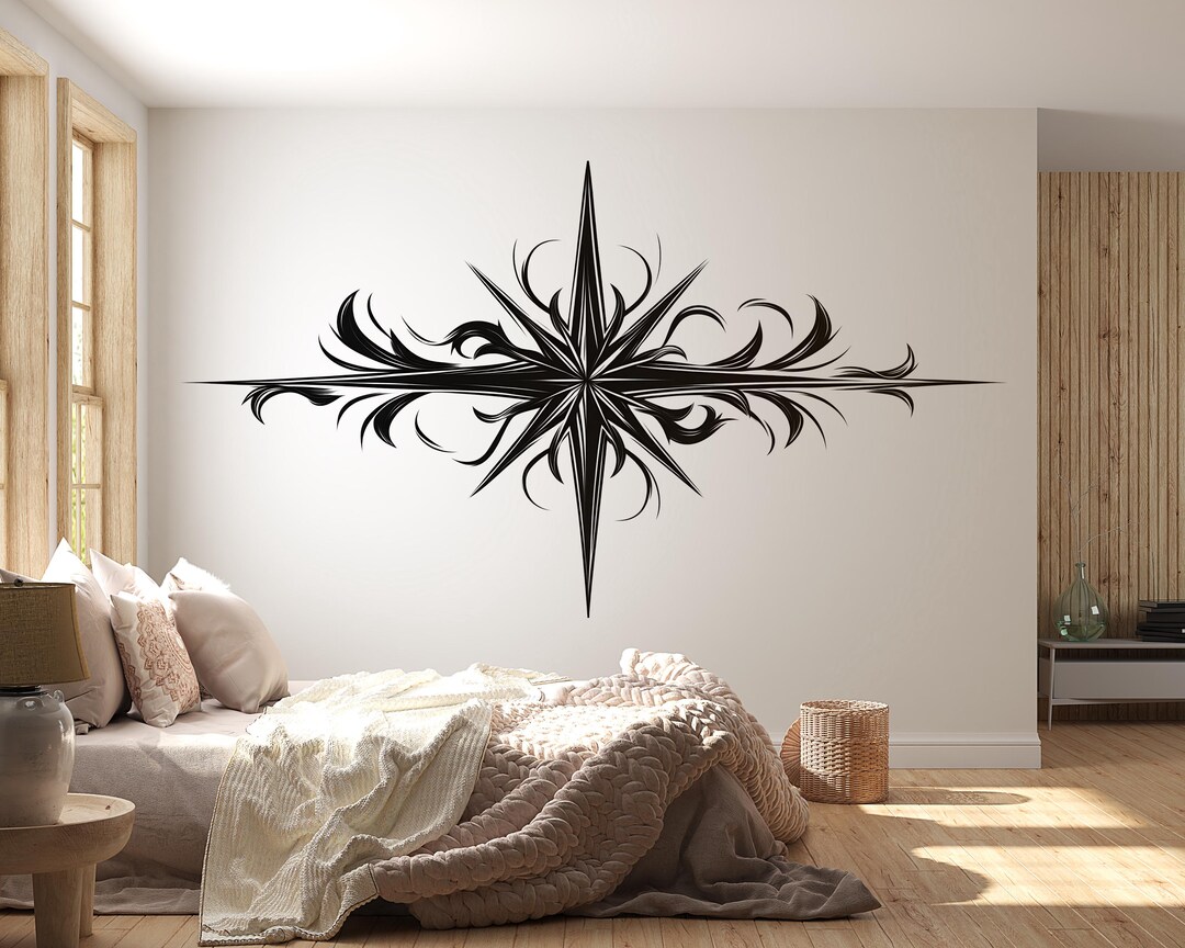 Compass Wall Decal Tribal Compass Rose Wall Art Peel and Stick Compass ...